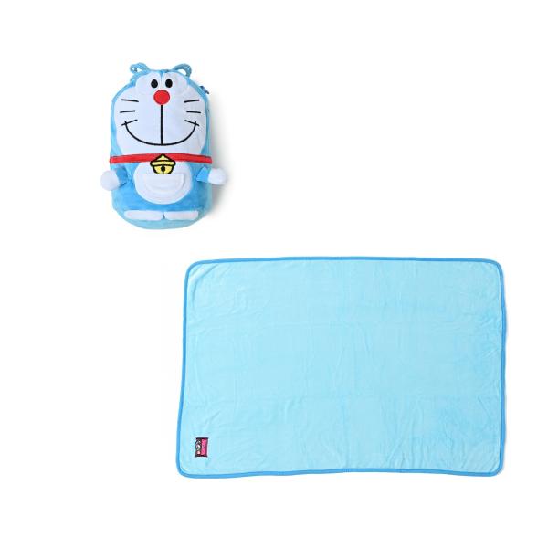 サンリオと大人気アニメドラえもんのコラボI'mDoraemonドラえもんデザインのひざ掛けマスコットデザインの巾着ポーチ付き持ち歩きに便利職場や旅行等のお出かけに最適寒い日は勿論夏場のエアコンによる冷え対策にもご家庭や職場で■サイズ：約70...