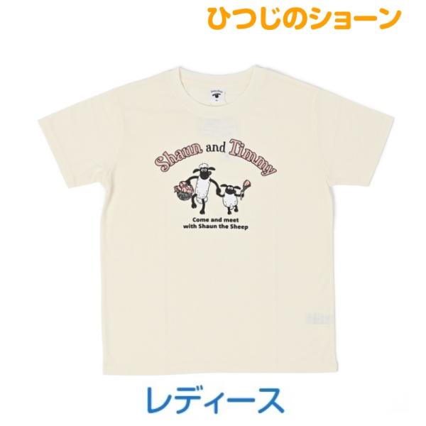 大人気キャラクターひつじのショーン半袖Tシャツ半袖のレディースティーシャツ部屋着としてもお出かけ用としてもカラーはクリームグレープベージュインクブルーの4色女性大人用【M】バスト79〜87cm　身長154〜162cm　身丈64cm　身巾49...