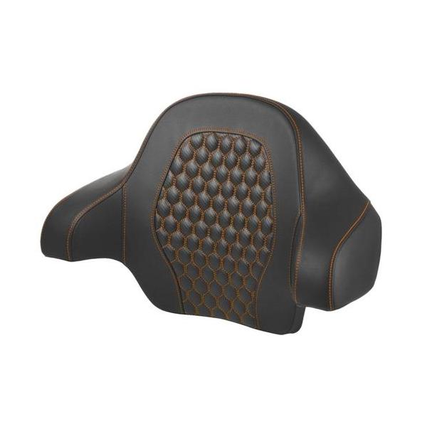 2014年以降ツーリングモデル、トライクモデルでキングツアーパック装着車に適合カラー：オレンジステッチSADDLEMEN(サドルマン)ハーレー カスタムパーツツアーパックバックレストバックレスト