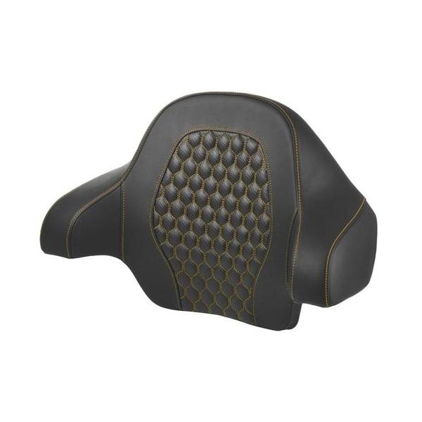 2014年以降ツーリングモデル、トライクモデルでキングツアーパック装着車に適合カラー：ゴールドステッチSADDLEMEN(サドルマン)ハーレー カスタムパーツツアーパックバックレストバックレスト