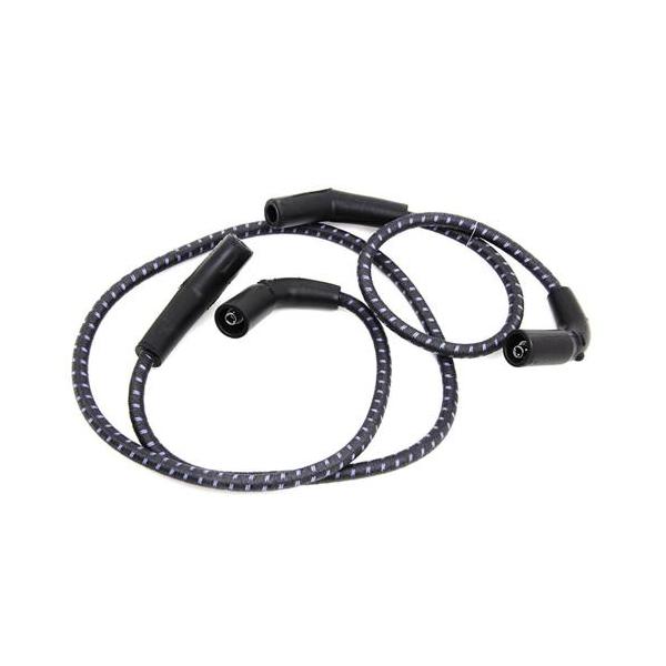 2009〜16年ツーリングモデルに適合太さ：7mmカラー：ブラック/ブルー１台分V-TWIN(ブイツイン)ハーレー カスタムパーツプラグワイヤー