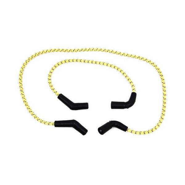 2009〜16年ツーリングモデルに適合太さ：7mmカラー：イエロー/ブラック＆レッド１台分V-TWIN(ブイツイン)ハーレー カスタムパーツプラグワイヤー