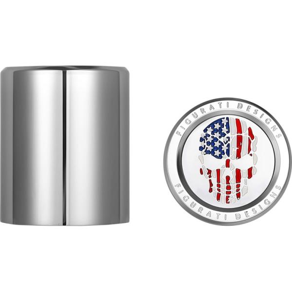 Stainless American flag skull汎用品装着されてるドッキングハードウェアの寸法をご確認の上、ご注文ください。外径：25.2mm、長さ：32mm、内径：22.7mm2個セットFIGURATI DESIGNS(フィグー...