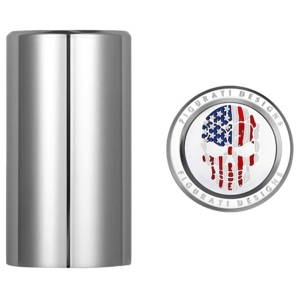 Stainless American flag skull汎用品装着されてるドッキングハードウェアの寸法をご確認の上、ご注文ください。外径：25.2mm、長さ：46.5mm2個セットFIGURATI DESIGNS(フィグーラティデザインズ...