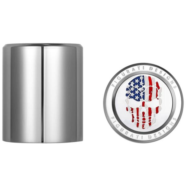 Stainless American flag skull汎用品装着されてるドッキングハードウェアの寸法をご確認の上、ご注文ください。外径：27.2mm、長さ：32mm2個セットFIGURATI DESIGNS(フィグーラティデザインズ)ハ...