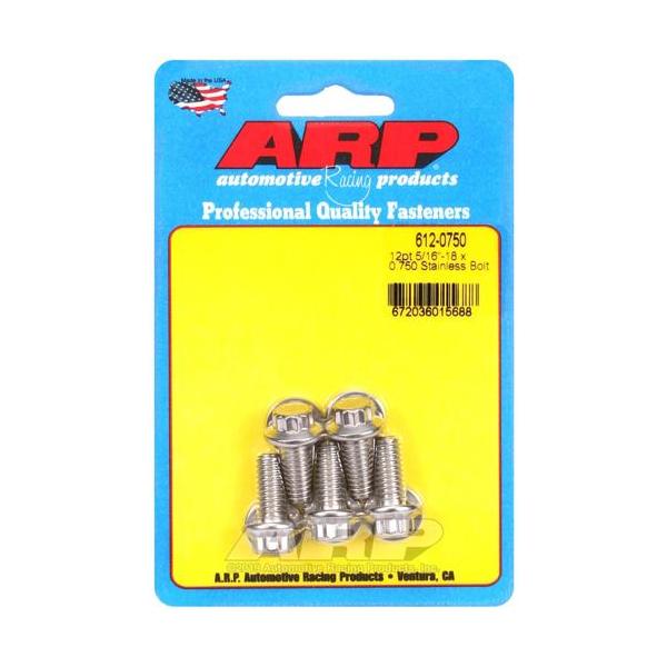 サイズ：5/16”-18 x 3/4”カラー：ステンレス ポリッシュ商品画像は5個ですが1個売りです。買い物かごの中で、ご希望の数量に変更してください。1個売り（ボルトx1、ワッシャーx1のセット）ARP300 Stainless Stee...