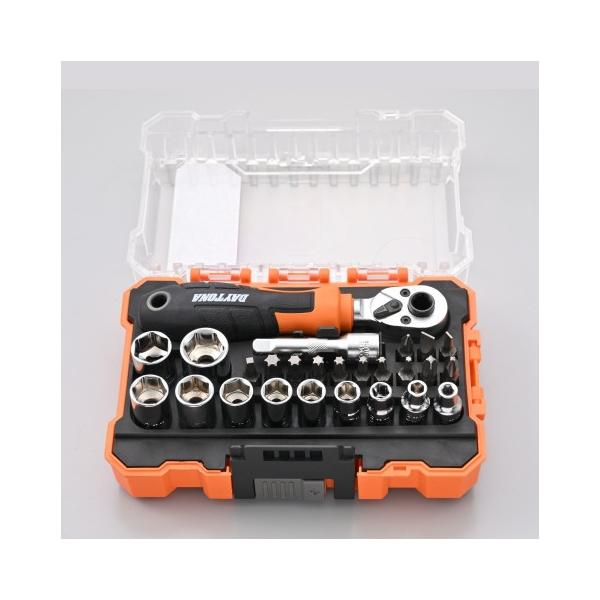 【セット内容】・1/4インチ ラチェットハンドル・六角ソケット：4、5、6、7、8、9、10、11、12、13、14mm・（+）ビット：PH1、PH2、PH3・（−）ビット：4、6mm・ヘクサロビュラ穴用（トルクス）ビット：T10、T15、...