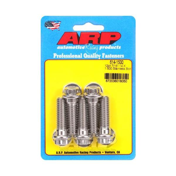 サイズ：7/16”-14 x 1-1/2”カラー：ステンレス ポリッシュ商品画像は5個ですが1個売りです。買い物かごの中で、ご希望の数量に変更してください。1個売り（ボルトx1、ワッシャーx1のセット）ARP300 Stainless St...