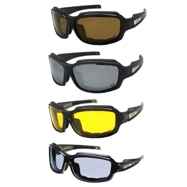サイズ：全幅152mm，全高49mm，全長160mm，テンプル長120mm，レンズ幅65mm，レンズ高さ41mmカラー：BROWN/GOLD-VLT40％・MATTBLACK/SMOKE-VLT20％・GRAY/YELLOW-VLT75％・...