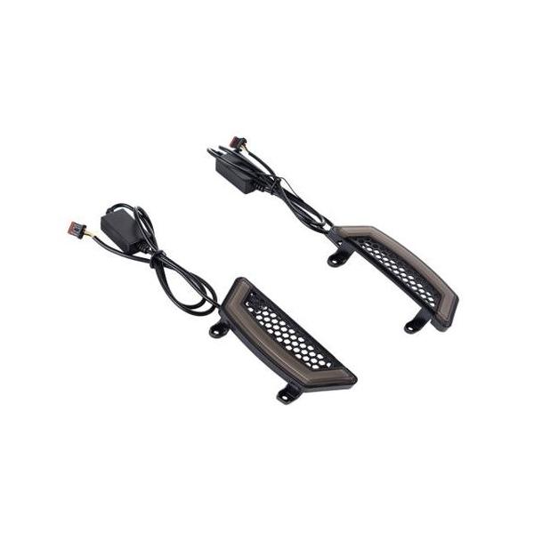 レンズ：スモーク・防水設計・プラグアンドプレイ・電圧: DC12V・電力: ランニングライト用 3.5W、方向指示器用3.5WAdvanblack(アドバンブラック)ハーレー カスタムパーツロワーフェアリング