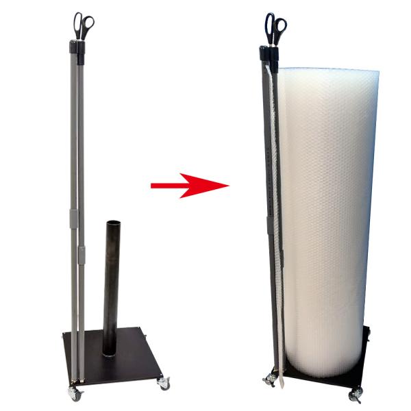 ●梱包作業の効率化が図れます。●使わない時は片隅に移動し易いようにキャスター付き（ON/OFF）になっています。●サイズ（cm）：38×38×68（サイドポール取付時132cm）●摘要:縦型●本体重量(kg):16.2●キャスター:直径40...