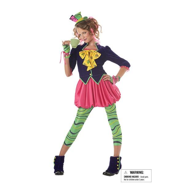 ■商品コード：c04016『不思議の国のアリス』に登場するマッドハッターの子供女性用コスチュームです。ハロウィンでの仮装や、各種パーティでのコスプレに!■含まれる物:ネクタイ付きドレス、ハット、レギンス、グローブ、シューズカバー■含まれない...