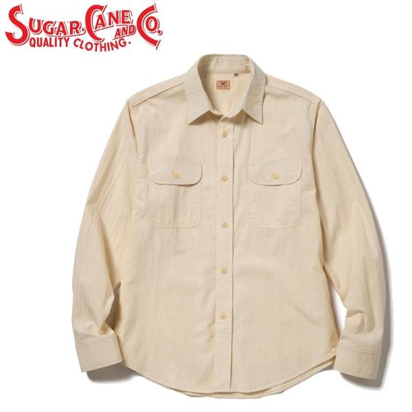 シュガーケーン ホワイト シャンブレー 長袖 ワーク シャツ「SC27851」WHITE CHAMBRAY WORK SHIRT (LONG SLEEVE) SUGAR CANE1950年代のシャンブレーシャツがベース。 ワークウエアらしい...