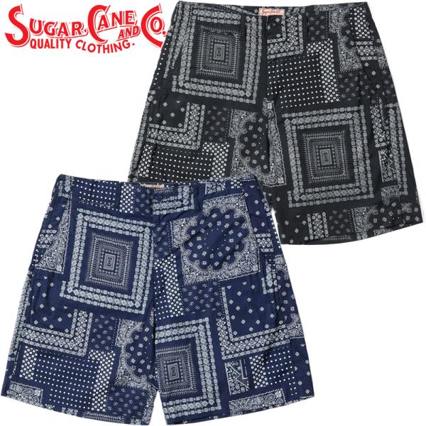 シュガーケーン ネイティブ アメリカン バンダナ パッチワーク プリント ワーク ショーツSC52537 / SUGAR CANE NATIVE AMERICAN BANDANA PATCHWORK PRINT WORK SHORTSヴィン...