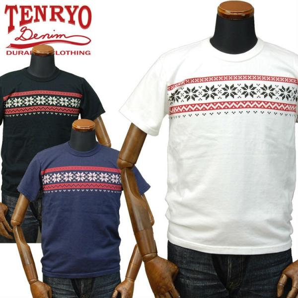 倉敷天領デニムTENRYO DENIM　オリジナル吊り編み雪柄Tシャツ「TDT022」 吊り編みによるオリジナルボディを採用して作り上げた雪柄Tシャツ。 肉厚で着馴染みの良い生地は、耐久性もあります。ビンテージウェアで度々見られる５０sジャ...
