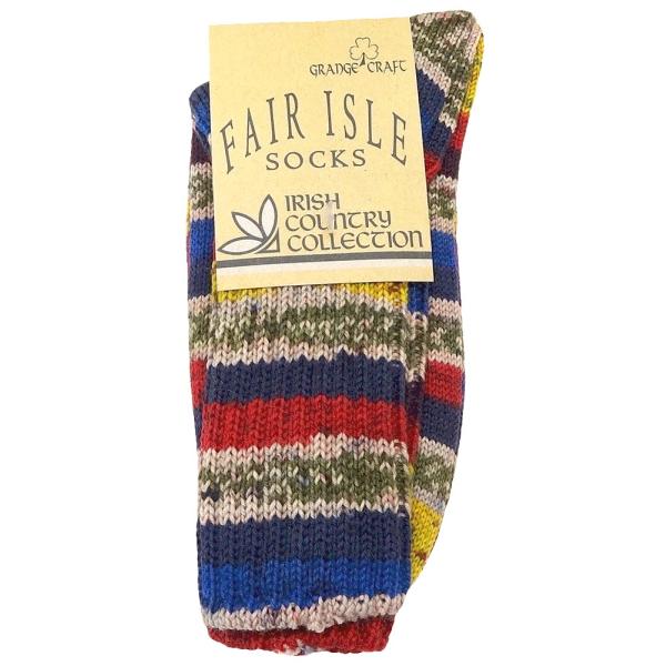 (並行輸入品)生産国：アイルランド素材：75％バージンウール　25％ナイロンサイズ：(L)メンズ(25cm〜28cm)フェアーアイル柄ソックス