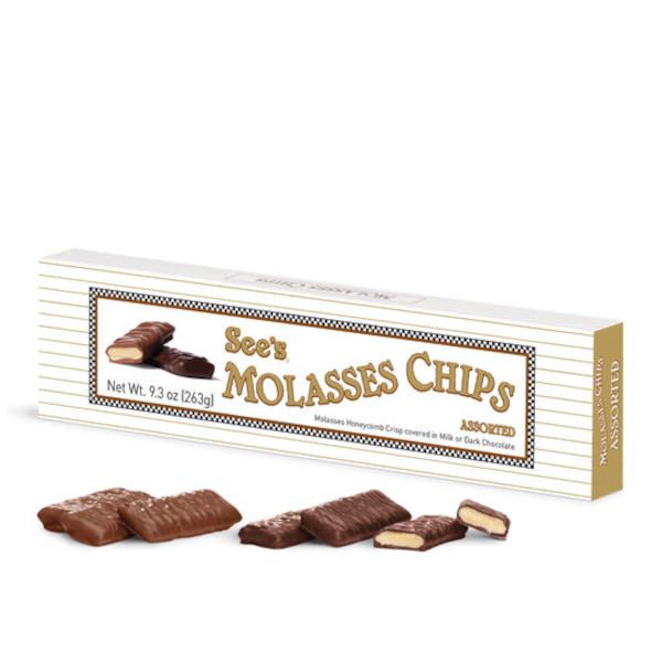 モラセスのカリカリとしたキャンディーをチョコレートで包んだユニークなお菓子です。ほんのりキャラメルのような深い甘みを持つモラセス（糖蜜）を使ったハニーコーム風のクリスプをチョコでコーティング。