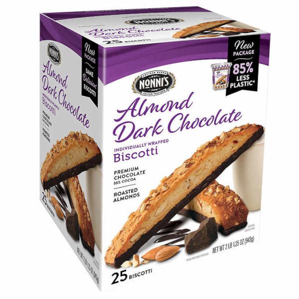 ビスコッティとはクッキーを二度焼きした固めのイタリアのお菓子。そのままで、又はコーヒーやエスプレッソに浸して柔らかくしてお召し上がりください。【関連ワード】NONNI’s　ノンニ　ビスコッティ　アーモンド　ダークチョコレート　コーヒータイム...