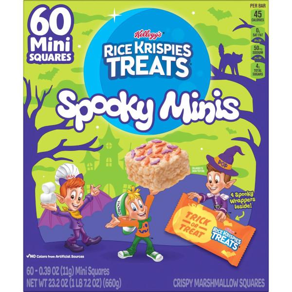 ハロウィンに配りやすいミニサイズが60個入ったお徳用ボックス。お馴染みのライスクリスピートリートが怪しいコウモリのキャンディビットで飾られました。カラフルな4種類のハロウィンラッピングが楽しめます。ハロウィン  ばら撒きお菓子   アメリカ...