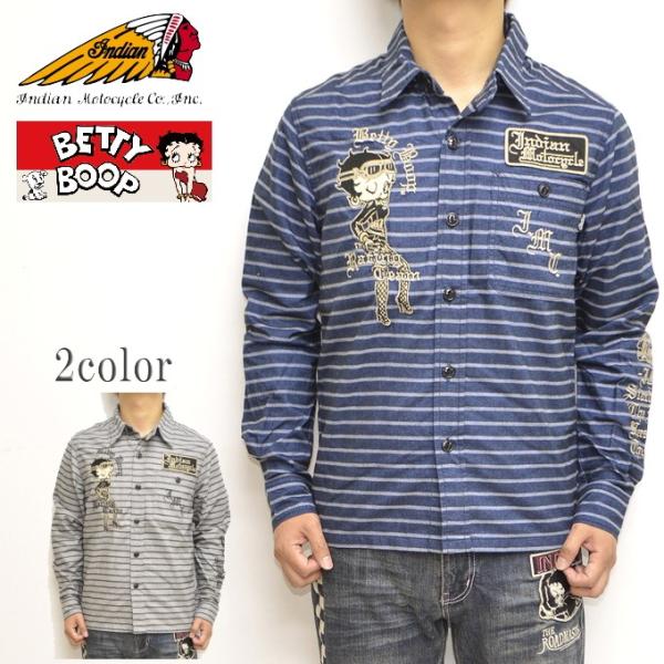 ●商品名：BBI-944 インディアンモトサイクル×ベティ●前胸：ワッペン・刺繍●背面：刺繍・ワッペン●左袖：刺繍●Ｓサイズ：肩幅４３・袖丈６２・着丈６８・身幅４７ ●Ｍサイズ：肩幅４６・袖丈６４・着丈７０・身幅５１ ●Ｌサイズ：肩幅４９・...