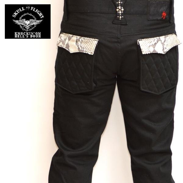 ●ブランド名：SKULL FLIGHT ●商品名：SKULL FLIGHT2018SS TYPE2 PYTHON FLAP TYPE ●素材：コットン９５％・ポリウレタン５％ ●ワンウォッシュ ●日本製 ●ウォッシュ可能なヘビ革フラップです...