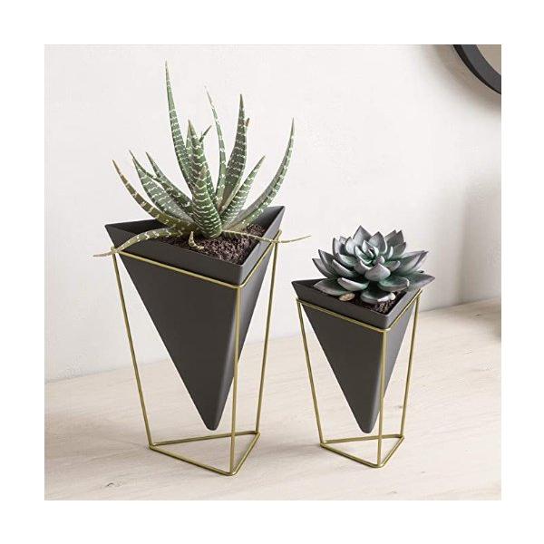 Umbraプランター コンテナー デスクトップ 2set Black/Brass小さなグリーンを飾って癒しの空間をお部屋にUmbra Trigg Desktop Planter Vase &amp; Geometric Container-...