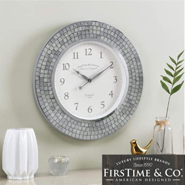 FirsTime &amp; Co.ウォールクロック 壁掛け時計 ガラスタイル おしゃれな壁掛け時計でお部屋にアクセントを FirsTime &amp; Co. Vivien Silver Iridescent Mosaic Clock【カ...