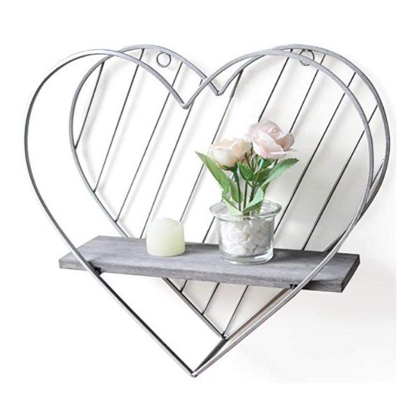 フローティングシェルフ ウォールシェルフ ハート型 Silverおしゃれな飾り棚をお部屋の素敵なアクセントにAfuly Rustic Floating Shelf Grey Shelves for Wall Metal Heart Cute...