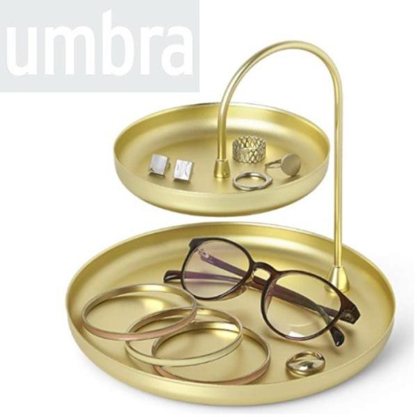 Umbraジュエリートレイ 二層トレイ キートレイ Brassお気に入りのジュエリーをおしゃれに収納Umbra Poise Large Jewelry Tray, Double Jewelry Tray, Attractive Jewelr...
