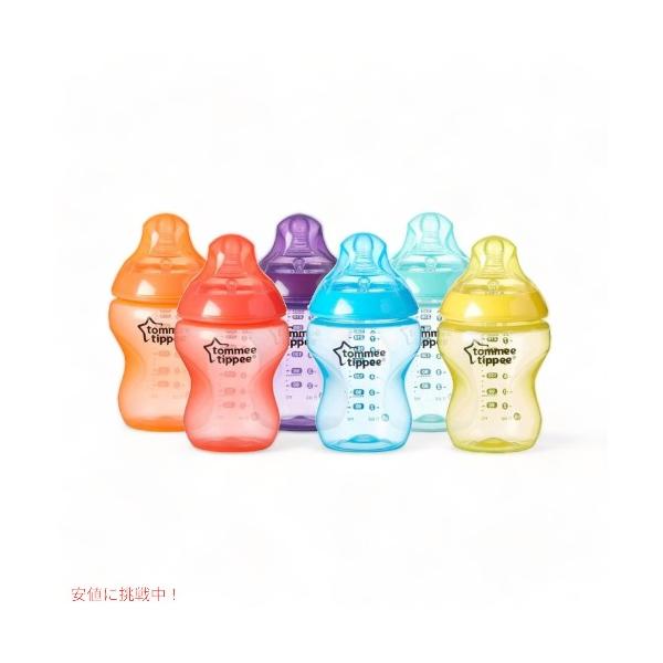トミーティッピー Tommee Tippee 哺乳瓶 ミルク 9オンス 6 個 セット ママに近い自然な感じの乳首空気の取り込み量を減らし、赤ちゃんのを軽減する、スローフローニップルを備えた最適な通気バルブBPAとフタル酸エステルフリーサイ...