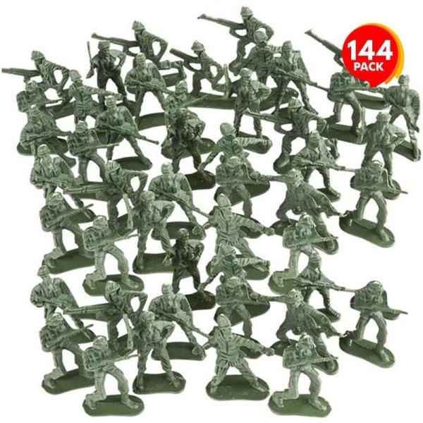 リトルグリーンアーミーマン 144ピース ArtCreativity、ミニ兵士フィギュアサイズ：27.5x15.4x7.9cm (パッケージサイズ)アーミーグリーンのミニ兵士フィギュア。144ピースのジャンボパック。アーミーごっこ遊びに、ま...
