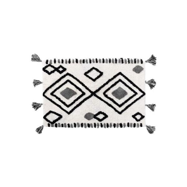 ラグ マット 玄関 バスルーム ハイパイル Tassels White/Black使い方自由、毎日の暮らしをおしゃれで快適に。Moroccan Diamond Soft &amp; Plush Shag Rug - Cloud Comfor...