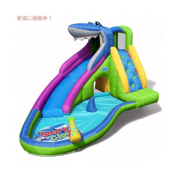 アメリカ輸入おもちゃ ご家庭の庭がウォーターパークに!!!!!! 本格的な家庭用ビニールプール!! 滑り台付き!! お庭でご家族で楽しく水遊び★★ アクションエア インフレータブル シャークウォータースライド ACTION AIR、大型プー...