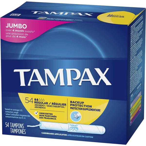 ※ブラウザ上と実際のカラーは異なる場合がございます。予めご了承ください。Tampax タンポン 紙アプリケーター 吸収性 レギュラー 無香料 54本 2箱 ジャンボパックサイズ　15.2×12.7×10.1cmタンポンを簡単に挿入できる滑り...