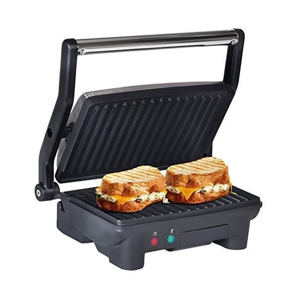 エリートクイジーン 電気グリル Elite Cuisine EPN-2976 ホットサンドメーカーサイズ　20.3×20.3×20.3cmこちらの電気グリルは、2つの電化製品が1つになっているデザインです。ヒンジのデザインは180度のフラッ...