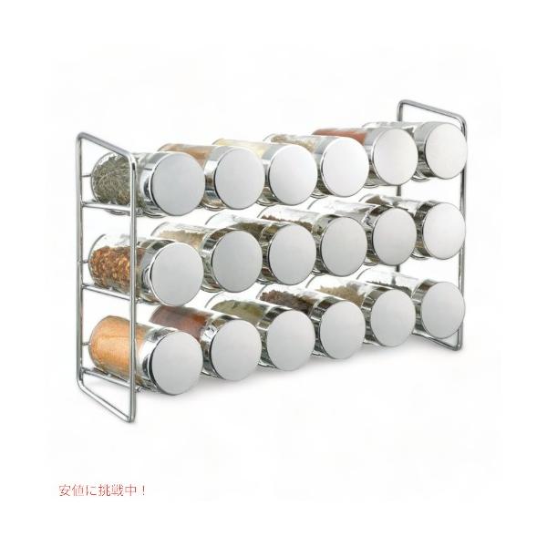 Polder18点スパイス瓶付きのスパイスラックです。18個の、約141g容量のガラス瓶には、穴が開いたキャップとクロームメッキの蓋が含まれています。クロームラックは18個の瓶を収納することが可能。※スパイスは含まれていません。アイテムナン...