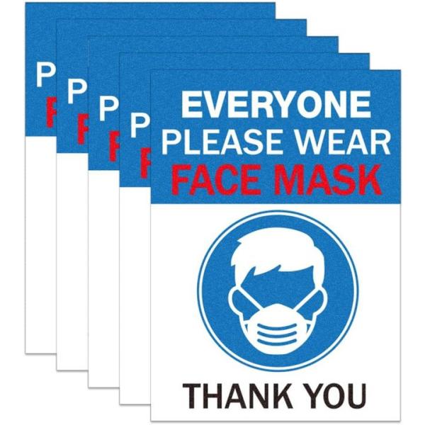 マスク着用のお願い サインステッカー 5枚パック XJF 12.7x17.7センチ・5枚パック・マスク着用のお願い (EVERYONE PLEASE WEAR FACE MASK) のサインステッカー ・耐水性、耐久性の高いビニール製・貼り...