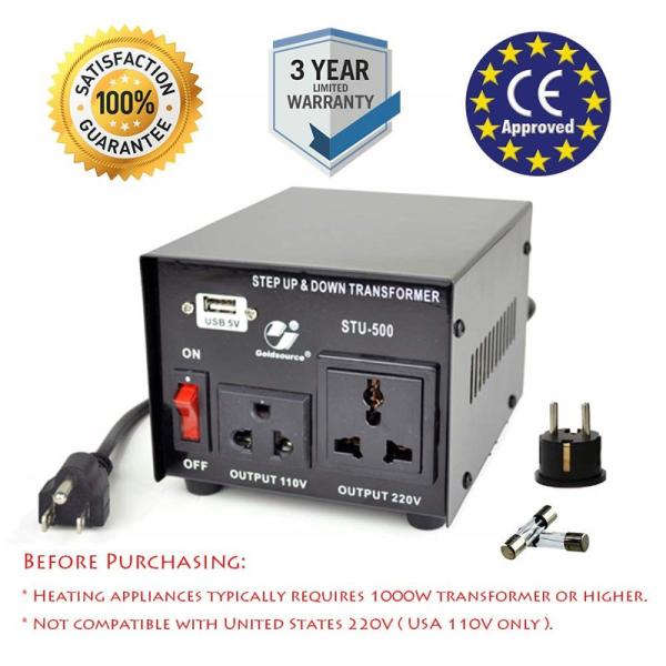 ゴールドソース Goldsource 昇圧 降圧 変圧器 コンバーター ST500 変圧器 AC 110/220V 500W 昇圧: 110/117/120V AC から 220/230/240V AC降圧: 220/230/240V AC...