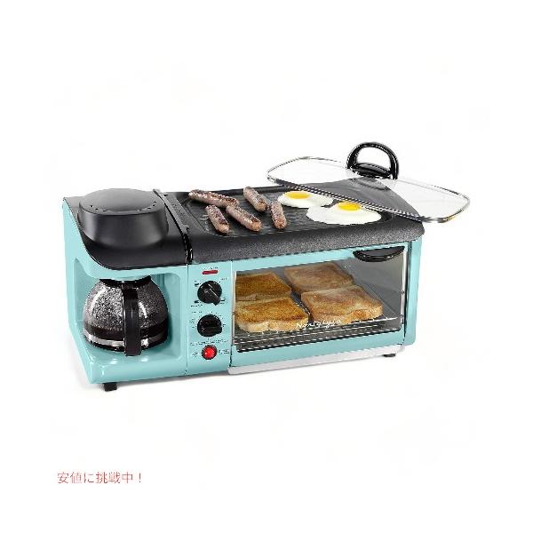 オールインワン・ブレックファスト・ソリューション：多用途に使えるブレックファスト・ステーションで、1日をスタートしましょう。4カップのコーヒーメーカー、卵、ベーコン、パンケーキを焼くための大きなグリドル、4枚までのパンを焼くことができるオー...