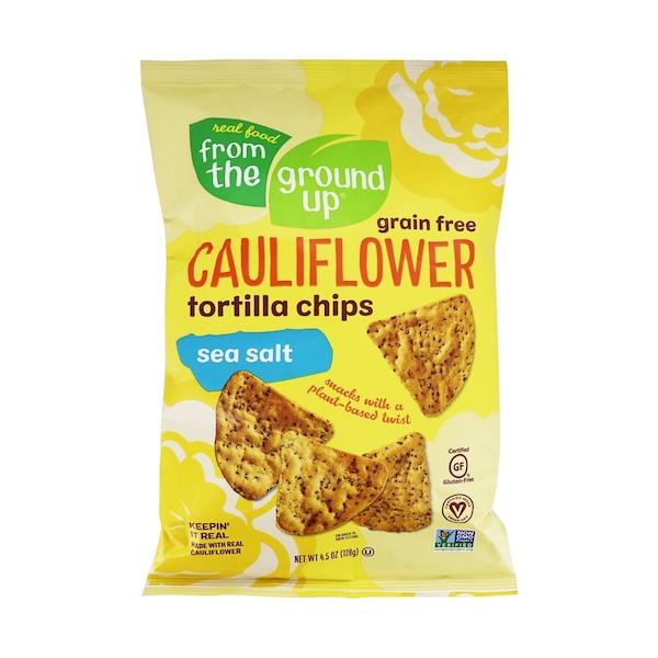 カリフラワーやキャッサバなど、プラントベースの材料だけで作られたヘルシーなトルティーヤチップス。・非遺伝子組み換えプロジェクト確認済み・グルテンフリー・ヴィー・コーシャ・材料はすべてプラントベース【商品】フロムザグラウンドアップ（From ...