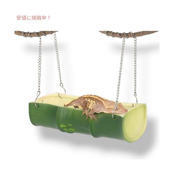 REPTI ZOO レプティズー ヤドカリの隠れ家、爬虫類の竹の隠れ家と餌台 Reptile Bamboo Hideout [ 虫類の生息地テラリウム水槽の装飾アクセサリー]- 本物の竹の外観と質感からインスピレーションを得ており、爬虫類に...