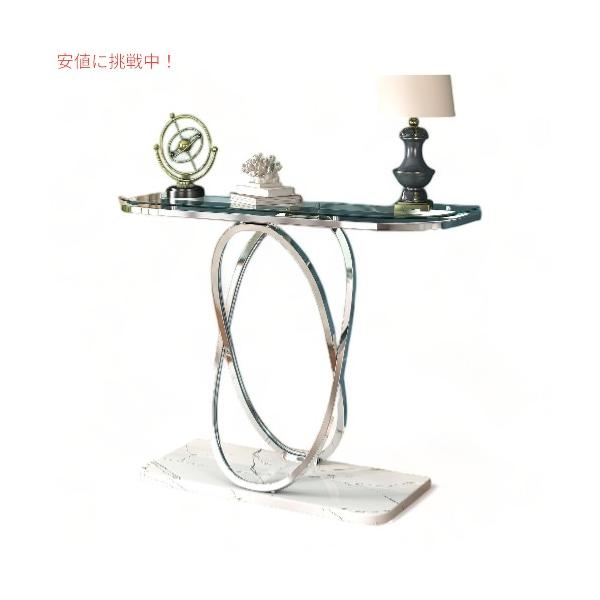 【モダンな玄関テーブル】ガラスの玄関テーブルは、豪華で現代的なスタイルを醸し出しています。その滑らかなラインとガラス、シルバーメタル、フェイクマーブルの洗練された組み合わせは、玄関の視覚的に印象的なセンターピースを作成します。このテーブルは...