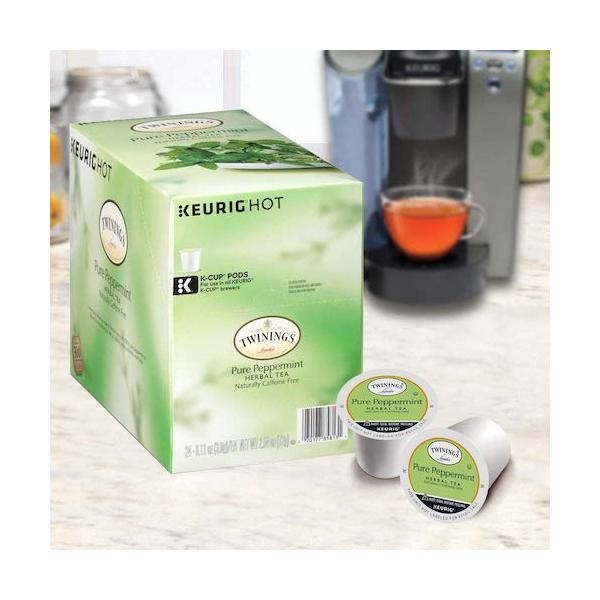 トワイニングのキューリグ用ハーブティーKカップです。・カフェインレス商品：Twinings of London キューリグ トワイニング Kカップ ハーブティーフレーバー：ピュアペパーミント内容量：24個入り