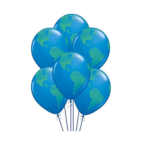 4月22日はアースデイ。みんなで地球の事を考えよう！アースデイにピッタリな地球グッズQualatex Globe Planet Earth balloons are beautifully printed on a Dark Blue ba...
