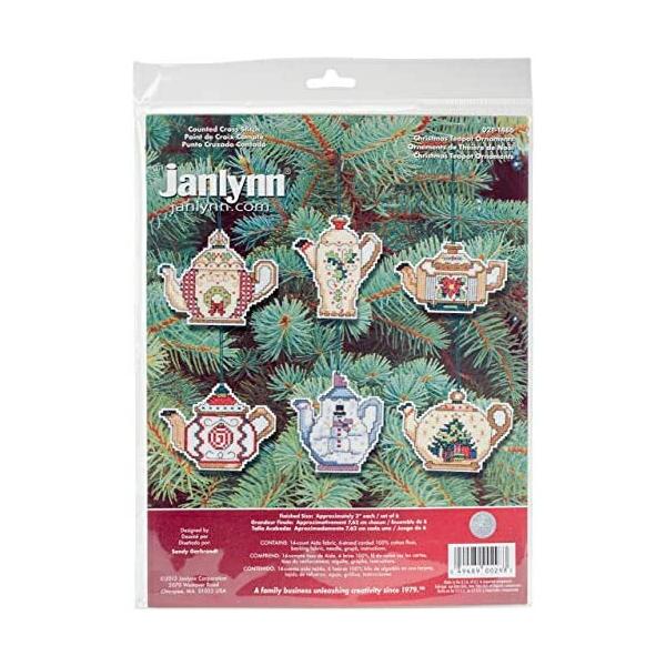 クリスマスティーポットオーナメントカウントクロスステッチキット-3"14カウントセット6。クリエイティブなデザインと高品質の製品が、Janlynnの各キットに組み込まれています。米国製。おおよそのサイズ : 27.4 x 21.1 x 0....