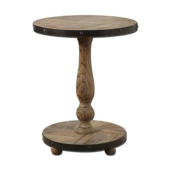 Uttermost アクセントテーブルは、プレミアム品質の素材とユニークなハイスタイルのデザインを組み合わせています。熟成されたブラックメタルのバンディングで風化して滑らかに研磨された、無垢の天然モミ材。高度な製品エンジニアリングとパッケー...