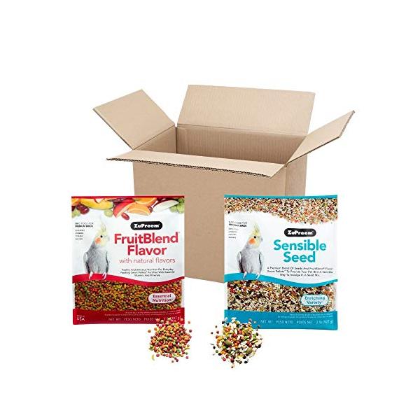 ZuPreem バンドル FruitBlend フレーバー ペレット &amp; センシブル シード (ミディアム バード用)、2 ポンド (2 パック) - エッセンシャル ニュートリション &amp; エンリッチング バラエティおおよそ...