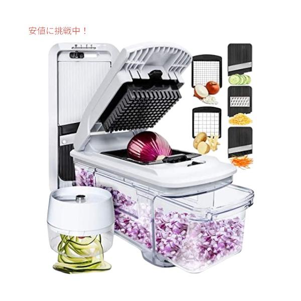 チョッパー、ダイサー、マンドリン、スパイラライザー、または上記のすべて? Fullstar All-In-1 にはすべてが備わっています。タマネギのみじん切り、りんごのさいの目に切る、チーズをすりおろす、ズッキーニをらせん状にするなど、さま...