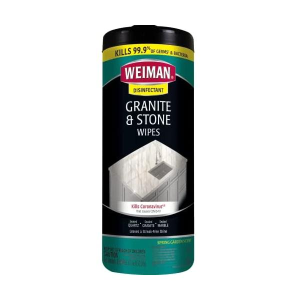Weiman Granite &amp; Stone Disinfectant ワイプを使用して、ご自宅の石の表面の自然な美しさを高めましょう。単にお手入れするだけではなく、デリケートでお手入れが難しい表面を美しくします。石の表面のくすみを...