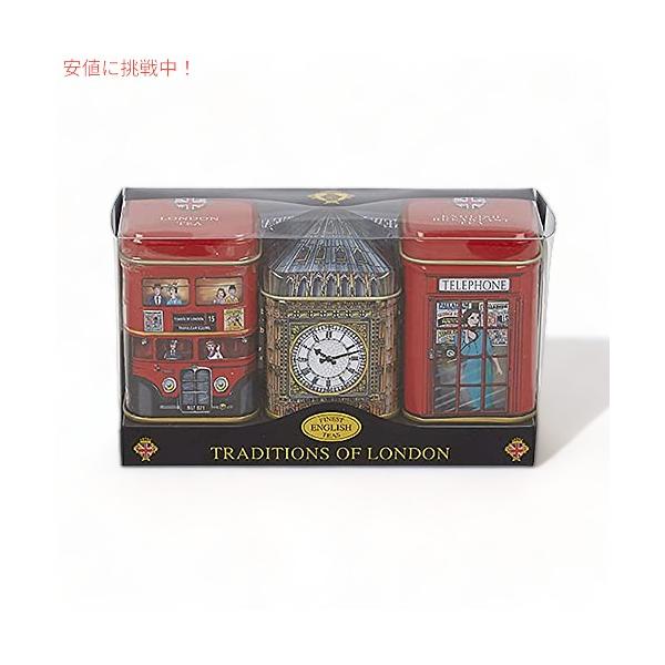 ニュー イングリッシュ ティーズの英国コレクションから、ロンドンのアイコンであるロンドン バス、ビッグ ベン、テレフォン ボックスが特徴の 3 つのミニ ティー缶です。 2オンスのイングリッシュルーズリーフティーが含まれています。簡単に開く...